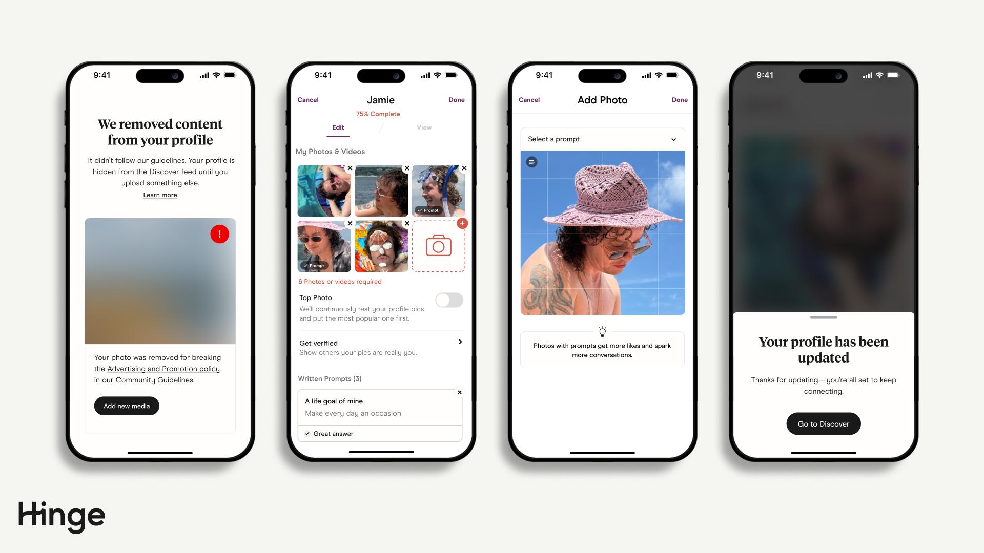 How Hinge Helps Daters Keep Profiles Positive | Hinge